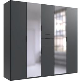 Drehtürenschrank wimex "Moldau Kleiderschrank mit Spiegel Schlafzimmerschrank Bestseller", grau (graphit), B:225cm H:208cm T:58cm, Spanplatte, Schränke
