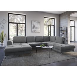 Sit & More Wohnlandschaft SIT & MORE "Bendigo U-Form", grau (hellgrau), B:332cm H:84cm T:226cm, Sofas, Wohnlandschaft, inklusive Sitztiefenverstellung, Bodenfreiheit 12 cm, in 2 Fu&szlig;farben