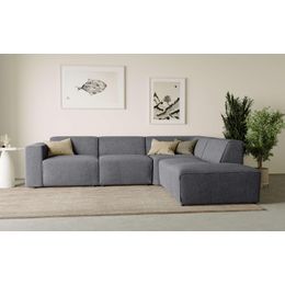 Ecksofa Home Affaire "Noord mit Kedernaht, Breite 282 cm, L-Form", grau (anthrazit), B:282cm H:71cm T:222cm, 100% Polyester, Sofas, Ecksofa, Webstoff, mit Wellenunterfederung, Massivholzrahmen