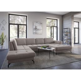 Sit & More Wohnlandschaft SIT & MORE "Bendigo U-Form", beige (sand), B:332cm H:84cm T:226cm, Sofas, Wohnlandschaft, inklusive Sitztiefenverstellung, Bodenfreiheit 12 cm, in 2 Fu&szlig;farben