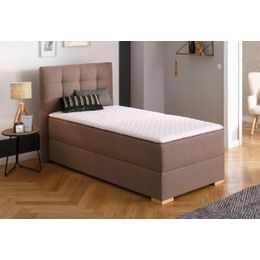 Boxbett Home Affaire "Olivet mit Bettkasten", braun (hellbraun), B:104cm L:210cm, Komplettbetten, in 4 Farben, 4 Breiten, 2 Matratzenarten, auch in Überlänge 220 cm