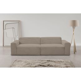 Sofa WERK2 "Zeus 3-Sitzer, Big-Sofa, Breite 256cm, Tiefe 105cm, modern & bequem", beige (greige), B:256cm H:70cm T:105cm, 90% Polyester, 10% Nylon, Sofas, 2-Sitzer-Sofa, Curvy Trend 3-Sitzer mit urbaner Optik