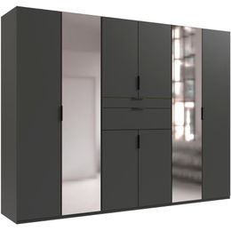 Drehtürenschrank wimex "Moldau Kleiderschrank mit Spiegel Schlafzimmerschrank Bestseller", grau (graphit), B:270cm H:208cm T:58cm, Spanplatte, Schränke
