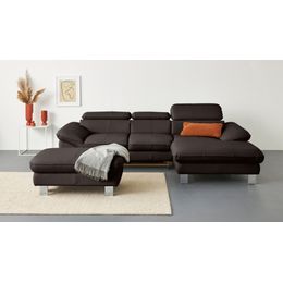 Ecksofa COTTA "Driver L-Form", braun, B:268cm H:73cm T:169cm, LEDER BEEFY (ein abgedecktes Spalt-Rindsleder) im Sitz und R&uuml;cken (Korpus in Kunstleder);Luxus-Kunstleder;Kunstleder SOFTLUX;NaturLEDER (echtes Rindsleder), R&uuml;ckseite mit schwarzem Spannstoff bezogen, Sofas, Ecksofa, mit Kopfteilverstellung, wahlweise mit Bettfunktion & Bettkasten, Topseller