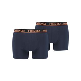 Boxershorts Head "Head BASIC BOXER 2P", Jungen, Gr. XL, bunt (orange, blau), Obermaterial: 95% Baumwolle, 5% Elasthan, unifarben mit Farbeinsatz, körpernah, Unterhosen, mit elastischem Logobund