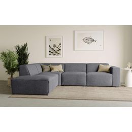 Ecksofa Home Affaire "Noord mit Kedernaht, Breite 282 cm, L-Form", grau (anthrazit), B:282cm H:71cm T:222cm, 100% Polyester, Sofas, Ecksofa, Webstoff, mit Wellenunterfederung, Massivholzrahmen