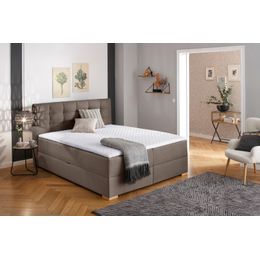 Boxbett Home Affaire "Olivet mit Bettkasten", braun (hellbraun), B:174cm L:230cm, Komplettbetten, in 4 Farben, 4 Breiten, 2 Matratzenarten, auch in &Uuml;berl&auml;nge 220 cm