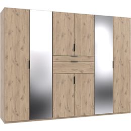 Drehtürenschrank wimex "Moldau Kleiderschrank mit Spiegel Schlafzimmerschrank Bestseller", beige (viking oak nachbildung), B:270cm H:208cm T:58cm, Spanplatte, Schränke
