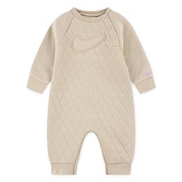 Strampler Nike Sportswear "NKN READYSET COVERALL", Jungen, Gr. 68 (6), N-Gr, beige (sanddrift), Obermaterial: 52% Polyester, 48% Baumwolle. Ärmel: 60% Baumwolle, 40% Polyester, Overalls, für Babys