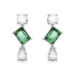 Paar Ohrstecker Swarovski "MESMERA", gr&uuml;n (metallfarben, kristallwei&szlig;, gr&uuml;n, kristallwei&szlig;, gr&uuml;n), Ohrringe, Damen, Metall, mit Swarovsi Zirkonia (synth.)