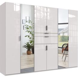Drehtürenschrank wimex "Moldau Kleiderschrank mit Spiegel Schlafzimmerschrank Bestseller", weiß (weiß hochglanz), B:270cm H:208cm T:58cm, Spanplatte, Schränke