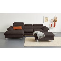 Ecksofa COTTA "Driver L-Form", braun (espresso), B:268cm H:73cm T:169cm, LEDER BEEFY (ein abgedecktes Spalt-Rindsleder) im Sitz und R&uuml;cken (Korpus in Kunstleder);Luxus-Kunstleder;Kunstleder SOFTLUX;NaturLEDER (echtes Rindsleder), R&uuml;ckseite mit schwarzem Spannstoff bezogen, Sofas, Ecksofa, mit Kopfteilverstellung, wahlweise mit Bettfunktion & Bettkasten, Topseller
