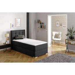Boxbett Home Affaire "Olivet mit Bettkasten", grau (anthrazit), B:104cm L:210cm, Komplettbetten, in 4 Farben, 4 Breiten, 2 Matratzenarten, auch in Überlänge 220 cm