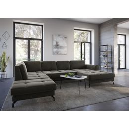 Sit & More Wohnlandschaft SIT & MORE "Bendigo U-Form", grau (anthrazit), B:332cm H:84cm T:226cm, Sofas, Wohnlandschaft, inklusive Sitztiefenverstellung, Bodenfreiheit 12 cm, in 2 Fu&szlig;farben