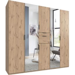 Drehtürenschrank wimex "Moldau Kleiderschrank mit Spiegel Schlafzimmerschrank Bestseller", beige (viking oak nachbildung), B:225cm H:208cm T:58cm, Spanplatte, Schränke