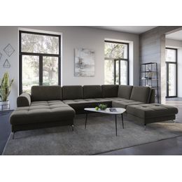 Sit & More Wohnlandschaft SIT & MORE "Bendigo U-Form", grau (anthrazit), B:332cm H:84cm T:226cm, Sofas, Wohnlandschaft, inklusive Sitztiefenverstellung, Bodenfreiheit 12 cm, in 2 Fu&szlig;farben