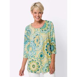 Longshirt Classic Basics "Longshirt", Damen, Gr. 38, bunt (pistazie, t&uuml;rkis, bedruckt), 100% Baumwolle, gemustert, mehrfarbig, Rundhals, Shirts Longshirt