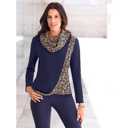 Rollkragenshirt Inspirationen "Shirt", Damen, Gr. 44, bunt (marine, ocker, gemustert), 50% Baumwolle, 50% Modal, gebl&uuml;mt, gemustert, mehrfarbig, Shirts