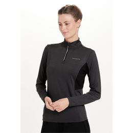 Langarmshirt Endurance "JOCEE W Midlayer", Damen, Gr. 36, schwarz, 85% Polyester, 15% Elasthan, meliert, normal, hoch geschlossener Ausschnitt, Shirts Langarmshirt, mit reflektierenden Details
