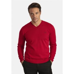 Strickpullover SIR RAYMOND TAILOR "Los Angeles", Herren, Gr. 3XL, rot, 100% Baumwolle, unifarben, normal, V-Ausschnitt, Pullover Strickpullover, mit klassischem V-Ausschnitt