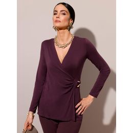 CR&Eacute;ATION L Wickelshirt CREATION L "Lyocell-Shirt", Damen, Gr. 36, rot (burgund), 96% Lyocell, 4% Elasthan, unifarben, V-Ausschnitt, Shirts