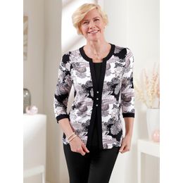 2-in-1-Shirt CLASSIC "2-in-1-Shirt", Damen, Gr. 38, bunt (hortensie, grau, bedruckt), 95% Viskose, 5% Elasthan, gebl&uuml;mt, gemustert, mehrfarbig, Rundhals, Shirts 2-in-1 Shirt
