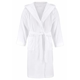 Unisex-Bademantel Bruno Banani "Robby, ideal für Sauna & Spa, Standardlänge & Überlänge" Gr. XL, weiß, L:125cm, Walkfrottee, Hausmäntel, Damen & Herren Bademäntel, Baumwolle, mit Taschen, Sauna, XS-3XL