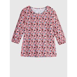3/4-Arm-Shirt Classic Basics "3/4-Arm-Shirt", Damen, Gr. 38, bunt (flamingo, salbei, bedruckt), 100% Baumwolle, bedruckt, gemustert, mehrfarbig, Rundhals, Shirts 3/4-Arm-Shirt