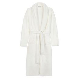 Bademantel Good Morning "Good Morning Bathrobe uni" Gr. XS, weiß, L:113cm, Kunstfaser, Hausmäntel, Schalkragen, Gürtel, Taschen, Damen & Herren, Velours, Glanz