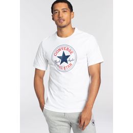 T-Shirt Converse "Converse GO-TO ALL STAR PATCH STANDARD-FIT T-SHIRT", Damen, Gr. XXS, wei&szlig;, Single Jersey, Obermaterial: 100% Baumwolle, Rundhals, Shirts T-Shirt, Unisex