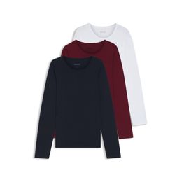 Langarmshirt BOSS "longsleeve-Shirt R-Neck Classic COTTON 3pcs/pack", Herren, Gr. M, schwarz (weiß, braun, schwarz), Single Jersey, Obermaterial: 100% Baumwolle, Basic, Rundhals, eingesetzt eingefasste Kante, Shirts, mit BOSS Logo-Schriftzug