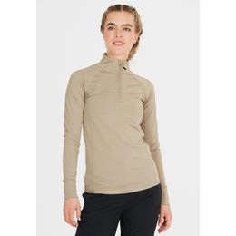Langarmshirt WHISTLER "Blume", Damen, Gr. 38, grau, 92% Polyester, 8% Elasthan, unifarben, normal, Shirts, mit Reißverschluss und Stehkragen