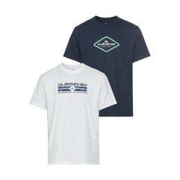 T-Shirt Quiksilver "NATUREMAD INSID QUA SHORT SLEEVE PACK YM", Damen, Gr. XL, blau (wei&szlig;, navy), Obermaterial: 100% Baumwolle, Shirts T-Shirt, Doppelpack T-Shirt mit Print, 2 St&uuml;ck