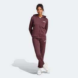 Trainingsanzug adidas Sportswear "W LINEAR TS", Damen, Gr. XS, rot (aurora ruby), Obermaterial: 100% Polyester, Sportanzüge Trainingsanzug, Trainingsjacke mit Kapuze, Tracksuit