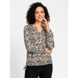 Print-Shirt Inspirationen "Druck-Shirt", Damen, Gr. 50, champagner, schilf, bedruckt, 50% Baumwolle, 50% Modal, Paisley, bedruckt, gemustert, mehrfarbig, Rundhals, Shirts
