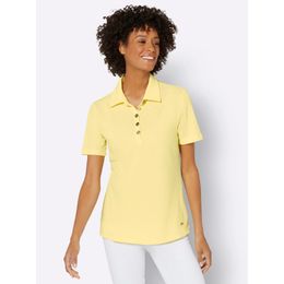 Poloshirt Casual Looks "Poloshirt", Damen, Gr. 46, gelb (zitrone), 95% Viskose, 5% Elasthan, unifarben, Shirts