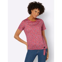 Kurzarmshirt Casual Looks "Shirt", Damen, Gr. 36, rot (erdbeere, bedruckt), 65% Polyester, 35% Viskose, gemustert, gestreift, mehrfarbig, Rundhals, Shirts