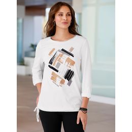 Langarmshirt Inspirationen "Print-Shirt", Damen, Gr. 36, schwarz (ecru, schwarz, bedruckt), 50% Baumwolle, 50% Modal, bedruckt, gemustert, metallic, Rundhals, Shirts Langarmshirt