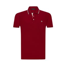 Poloshirt SIR RAYMOND TAILOR "Marcus", Herren, Gr. M, rot (bordeaux, meliert), 100% Baumwolle, unifarben, ohne Ausschnitt, Shirts, mit klassischem Kragen und kurzer Knopfleiste