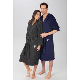 Unisex-Bademantel Bruno Banani "Robby, ideal für Sauna & Spa, Standardlänge & Überlänge" Gr. M, grau (anthrazit), L:120cm, Walkfrottee, Hausmäntel, Damen & Herren Bademäntel, Baumwolle, mit Taschen, Sauna, XS-3XL