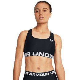 Under Armour Damen Sport-BH "UA HG MID BRANDED", Gr. Sschwarz,, weiß, Obermaterial: 88% Polyester, 12% Elasthan, BHs