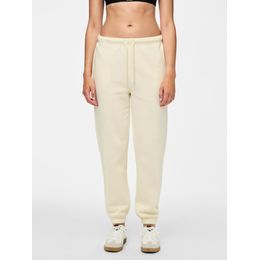 Jogginghose Pieces "PCCHILLI HW SWEAT PANTS NOOS BC", Damen, Gr. XL (42), N-Gr, weiß (weiß pepper), Web, Obermaterial: 50% Baumwolle, 50% Polyester, unifarben, regular fit normal, Hosen Jogginghose
