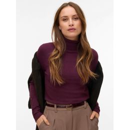 V&eacute;ro Moda Rollkragenpullover VERO MODA "VMHAPPINESS LS ROLLNK PULLOVE GA BOO REP", Damen, Gr. M, winetasting, Feinstrick, Obermaterial: 50% Viskose, 28% Polyester, 22% Nylon, unifarben, slim fit taillenbedeckt, hoch geschlossener Ausschnitt, Rippstrickb&uuml;ndchen, Pullover Rollkragenpullover