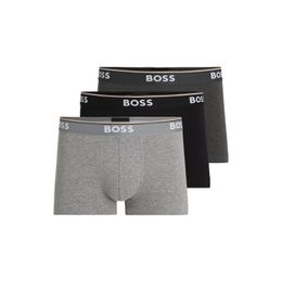 Boxer BOSS "TRUNK 3 PACK", Damen, Gr. L, 3 Stk., grau (grau, meliert, anthrazit, meliert, schwarz), Jersey, Obermaterial: 95% Baumwolle, 5% Elasthan, k&ouml;rpernah, Unterhosen, BOSS Schriftzug auf dem Bund