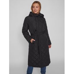 Steppmantel Vila "VIKANTE QUILTED L/S COAT - NOOS", Damen, Gr. 38, schwarz, Steppware, Obermaterial: 100% Polyester, unifarben, ca. Mitte Wade, M&auml;ntel Steppmantel