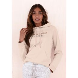 Hoodie Lascana, Damen, Gr. 32/34, braun (nougat), Sweatware, Obermaterial: 60% Baumwolle, 40% Polyester, bedruckt, unifarben, bequem h&uuml;ftlang, Raglan&auml;rmel B&uuml;ndchen, Sweatshirts Hoodie, mit K&auml;ngurutasche, Loungewear, Topseller
