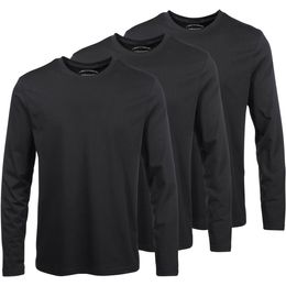 MAN'S WORLD Langarmshirt MAN'S WORLD "neue Farbe ", Herren, Gr. 40/42 (XS), schwarz, Single Jersey, Obermaterial: 100% Baumwolle, unifarben, Basic, regular fit, Rundhals, normaler Saum, Shirts, Langarm, unifarben, aus Baumwolle, im 3er-Pack, Topseller