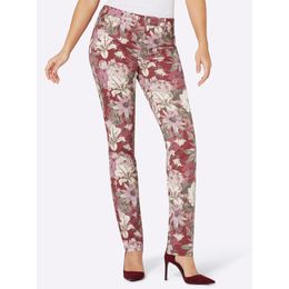 CR&Eacute;ATION L Bequeme Jeans CREATION L, Damen, Gr. 36, Normalgr&ouml;&szlig;en, rot (dunkelrot, bedruckt), 55% Lyocell, 43% Baumwolle, 2% Elasthan, gebl&uuml;mt, gemustert, lang, Jeans