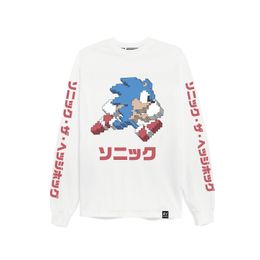 Langarmshirt Recovered "Sega Arcade Text Oversized", Herren, Gr. XXL, wei&szlig;, 100% Baumwolle, bedruckt, normal, Rundhals, Shirts Langarmshirt, mit coolem Sonic-Print