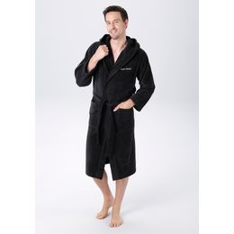 Unisex-Bademantel Bruno Banani "Daniel, ideal f&uuml;r Sauna & Spa, Hotelbademantel, Morgenmantel" Gr. M, grau (anthrazit), M, Veloursfrottier, Hausm&auml;ntel, Damen & Herren Bademantel, lang, mit Taschen, S-5XL